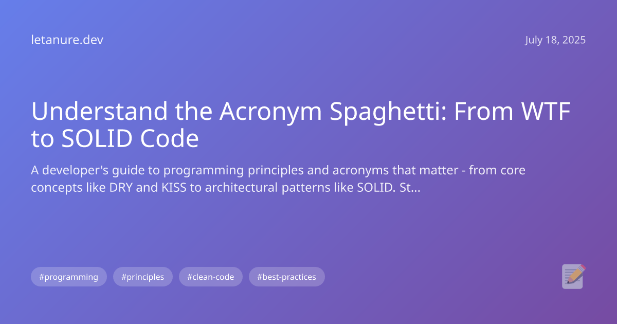 Understand the Acronym Spaghetti: From WTF to SOLID Code | Luiz Tanure
